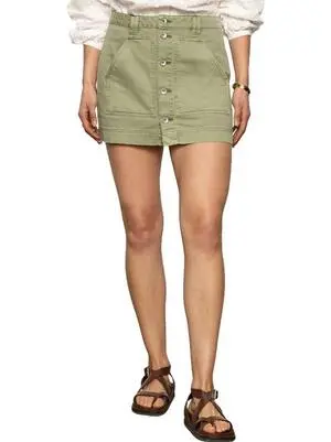 Sanctuary Buttoned Denim Miniskirt - Sage