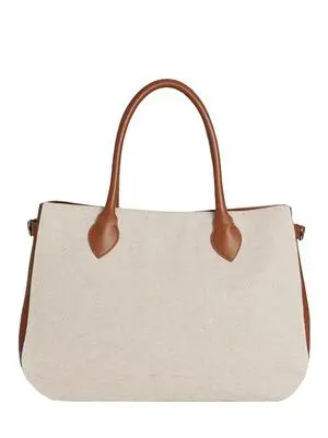 REFORMATION Oversized Patrizia Canvas And Leather Bag - Canvas Brown Leather