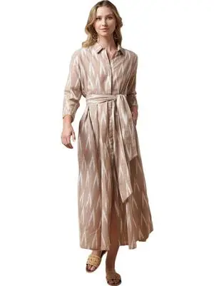 GUADALUPE DESIGN Luciana Ikat Shirt Dress - Beige
