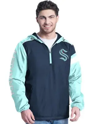 G-III SPORTS BY CARL BANKS Seattle Kraken Lateral Half-zip Hoodie Jacket - Navy