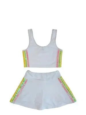 LOLA + THE BOYS Sequin Tennis Set - White