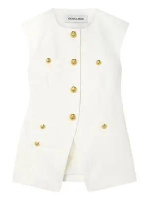 Veronica Beard Tamara Linen-blend Twill Vest - Off-white