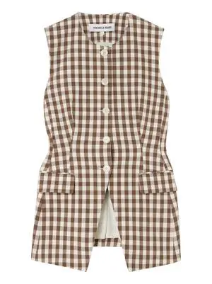 Veronica Beard Lois Gingham Seersucker Vest - Brown