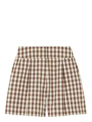 Veronica Beard Haina Gingham Cotton-blend Seersucker Shorts - Brown