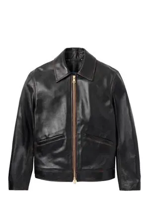 Paul Smith Leather Blouson Jacket - Brown