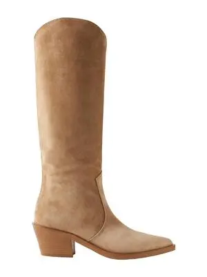 GIANVITO ROSSI Waylon 45 Suede Knee Boots - Neutrals
