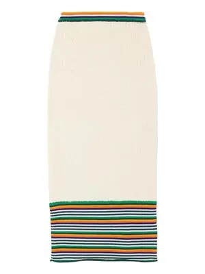 Christopher John Rogers Striped Cotton-blend Bouclé Midi Skirt - Off-white