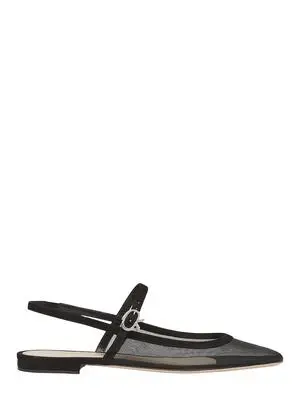 GIANVITO ROSSI Mesh Mary Jane Ballerina Flats Black