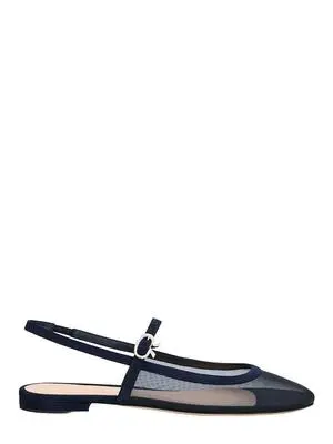 GIANVITO ROSSI Mesh Mary Jane Ballerina Flats - Denim