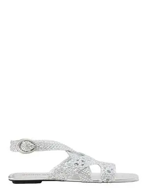 STUART WEITZMAN Thea Metallic Braided Slingback Sandals - Silver