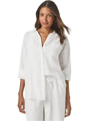 Splendid Stella Linen Button-Down Shirt White