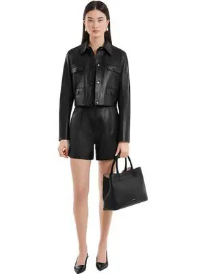 Rudsak Cropped Leather Jacket - Black