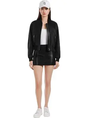 Rudsak Emerson Leather Bomber Jacket - Black