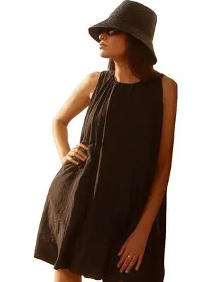 Velvet By Graham & Spencer Margot Silk Cotton Voile Dress - Black
