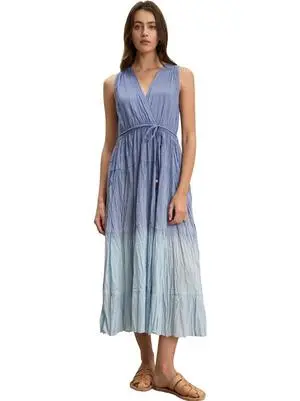 Velvet By Graham & Spencer Marilyn Dip-dye Crinkle Voile Dress - Blue