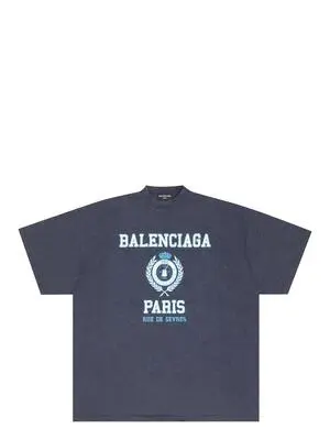 Balenciaga College Crest Oversized T-shirt 'navy - Blue