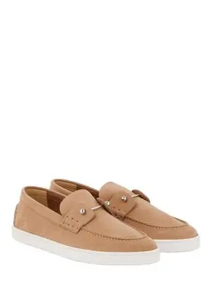 CHRISTIAN LOUBOUTIN Christian Louboutin Chambeliboat Leather Slip-On Shoes Brown