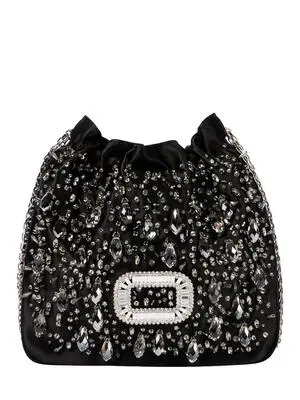 ROGER VIVIER Pilgrim Mini Embellished Bucket Bag - Black