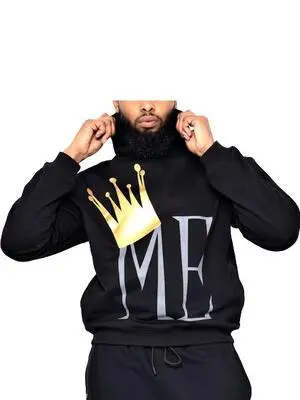 DAI MODA Crown Me Fleece Hoodie - Black