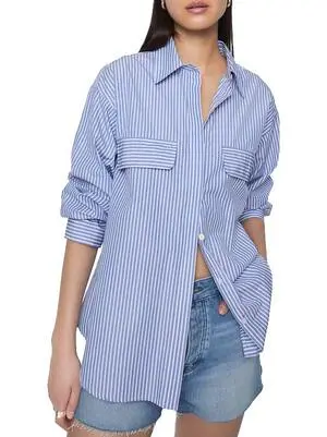 Rebecca Minkoff Skylar Stripe Poplin Button-up Shirt - Periwinkle Shirting