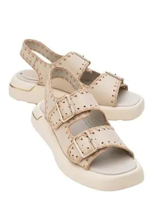 FOREVER & ALWAYS SHOES Douro Braided Rope Strap Leather Sandals - Beige Leather