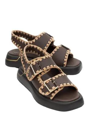 FOREVER & ALWAYS SHOES Douro Braided Rope Strap Leather Sandals - Brown Leather