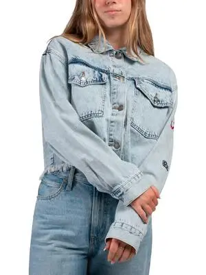 HYPE AND VICE Alabama Crimson Tide Lightwash Cropped Jacket - Denim