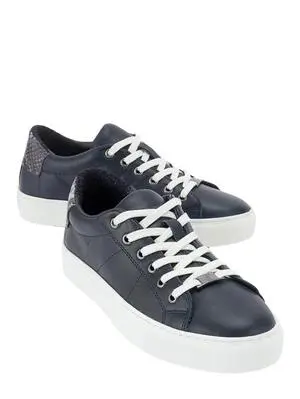 FOREVER & ALWAYS SHOES Ayverie Leather Sneaker Navy Leather