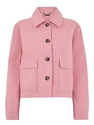 Whistles Marie Patch-pocket Cotton Jacket - Dusty Pink