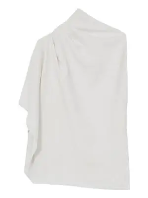 REISS One-shoulder Draped Woven Top - Ivory