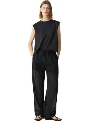 Theory Airy Shirting Drawcord Pull-on Pant - Black