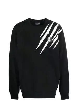 PLEIN SPORT Scratch-print Long-sleeved Sweatshirt - Black