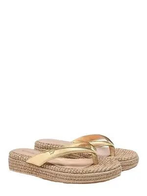 GIANVITO ROSSI Tahiti Thong Flats - Gold Nappa Leather