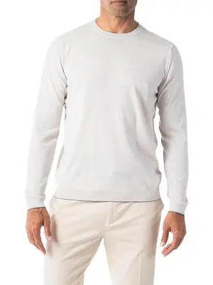 Robert Talbott Keaton Crewneck Sweater - Oatmeal With Gray Tipping