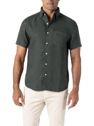 Robert Talbott Morgan Short Sleeve Linen Shirt - Dark Olive