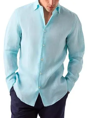 Robert Talbott Morgan Linen Shirt Aqua