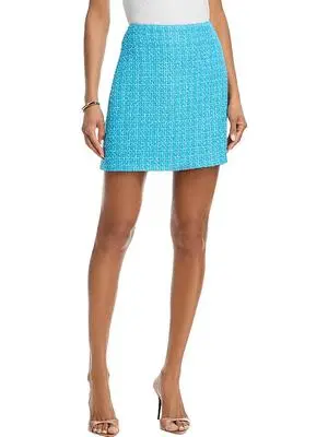 Aqua Tweed Mini Skirt - Turquoise