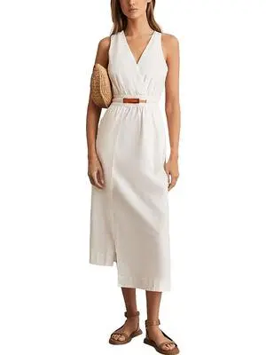 REISS Petite Brianne Belted Dress - Ivory