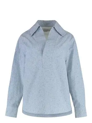 Bottega Veneta Cotton And Linen Blouse - Blue