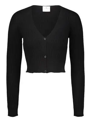 COURREGES Courrèges Cropped Ribbed Knit Cardigan