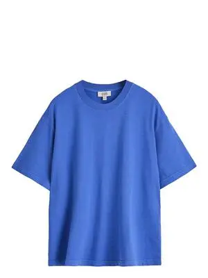 Cos Relaxed Lightweight Cotton T-shirt Blue