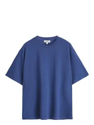 Cos Relaxed Lightweight Cotton T-shirt Dark Blue