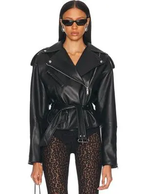 Alexandre Vauthier Leather Biker Jacket - Black