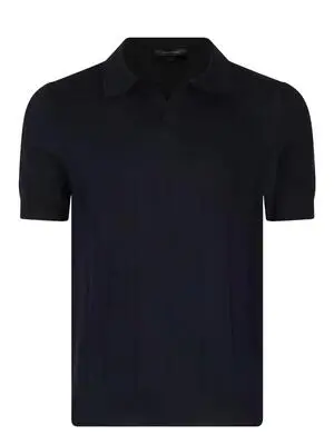 GRAN SASSO Ribbed Polo Shirt - Blue