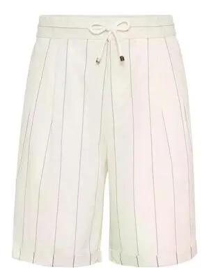 Brunello Cucinelli Striped Bermuda Shorts - White