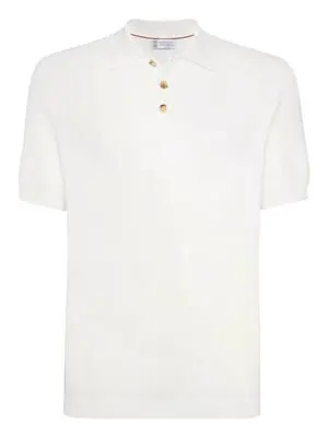 Brunello Cucinelli Ribbed Polo Shirt - White