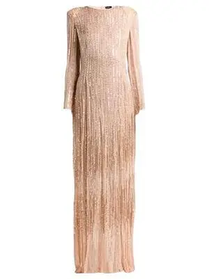 Elisabetta Franchi Sequin Fringe Maxi Dress - Pink