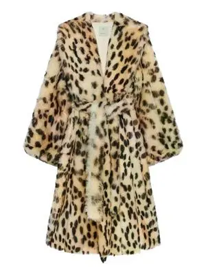 Givenchy Oversized Leopard Print Fur Coat - Neutrals