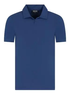 Giorgio Armani Asv Stretch Viscose Jersey Short-sleeved Polo Shirt - Blue