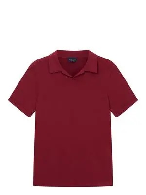 Giorgio Armani Asv Stretch Viscose Jersey Short-sleeved Polo Shirt - Red
